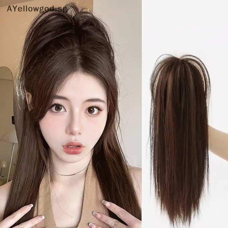 AYellowgod Horsetail Wig Female Half Tied Ponytail Braid Simulation ...