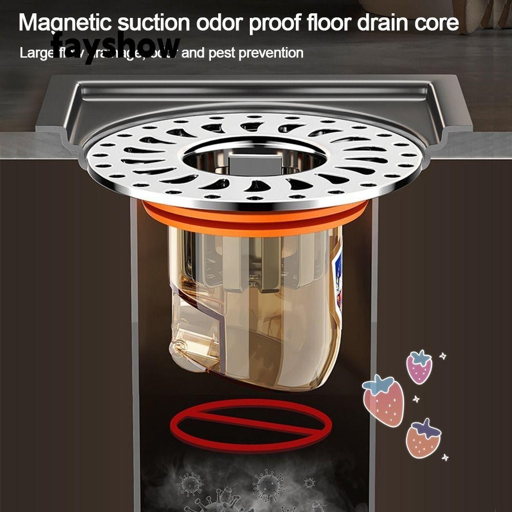 FAY Shower Floor Drain, Anti-odor Dectable Sink Strainer, Backflow Preventer With Grid Grate ...