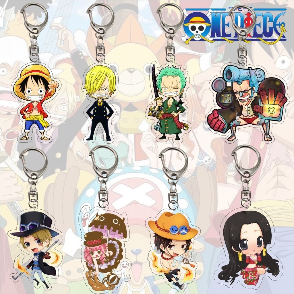 Cute Anime One Piece Acrylic Keychains - Luffy, Chopper, Law, Zoro ...