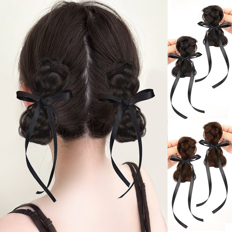Cute Ball Head Wig Duckbill Clip Ribbon Bow Braid Wig Accessories Hot ...