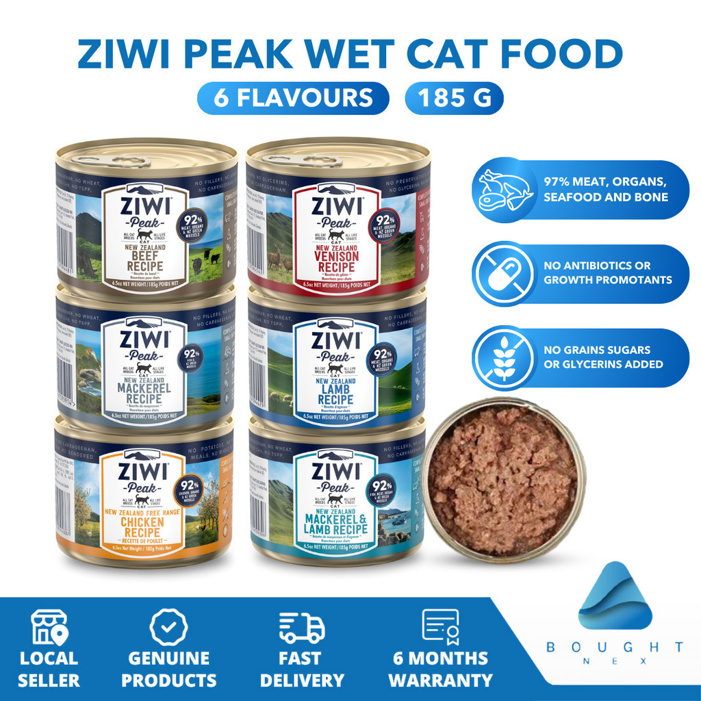 ZIWI Peak Wet Cat Food, 185g Cans, Venison, Lamb, Beef, Mackerel, Chicken | Shopee Singapore