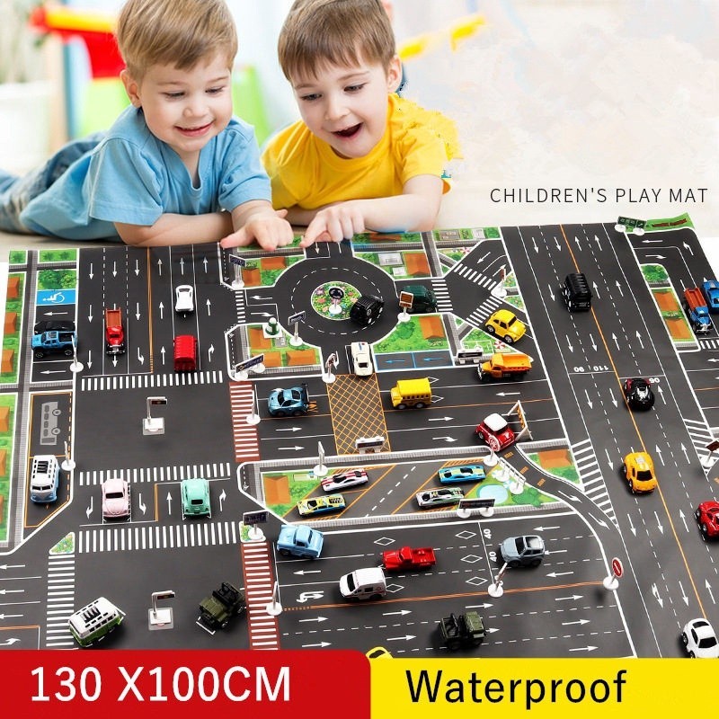 130*100CM Large City Traffic Car Park Play Map Waterproof Non-woven ...