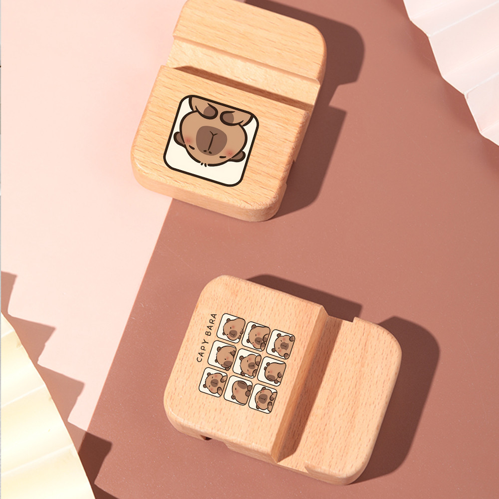Capybara Cartoon Pattern Wooden Cell Phone Holder Wooden Desk Organizer ...