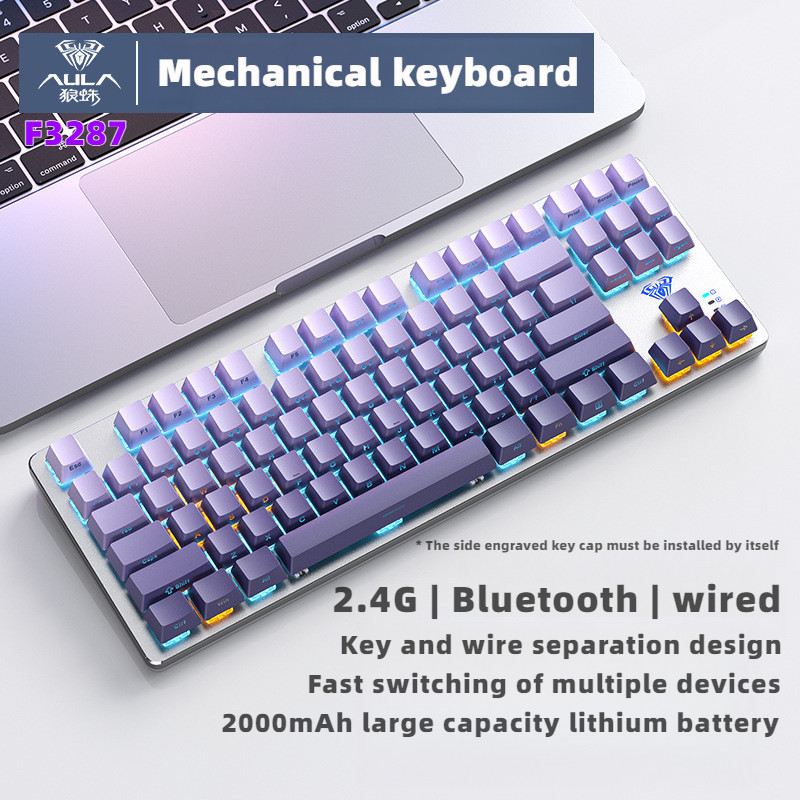 AULA Side Engraved Mechanical Keyboard Three-Mode Wireless Bluetooth2 ...