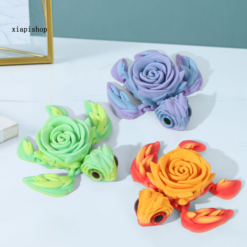 XPS Office Desk Turtle Decor Stress Relief Rose Turtle Articulated Sea ...