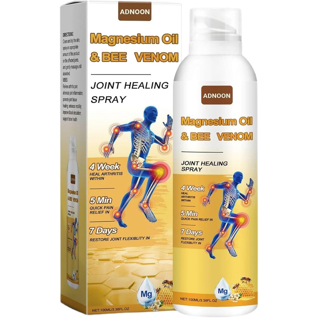 Magnesium Oil & Bee Venom Joint Healing Spray, Professional Magnesium ...