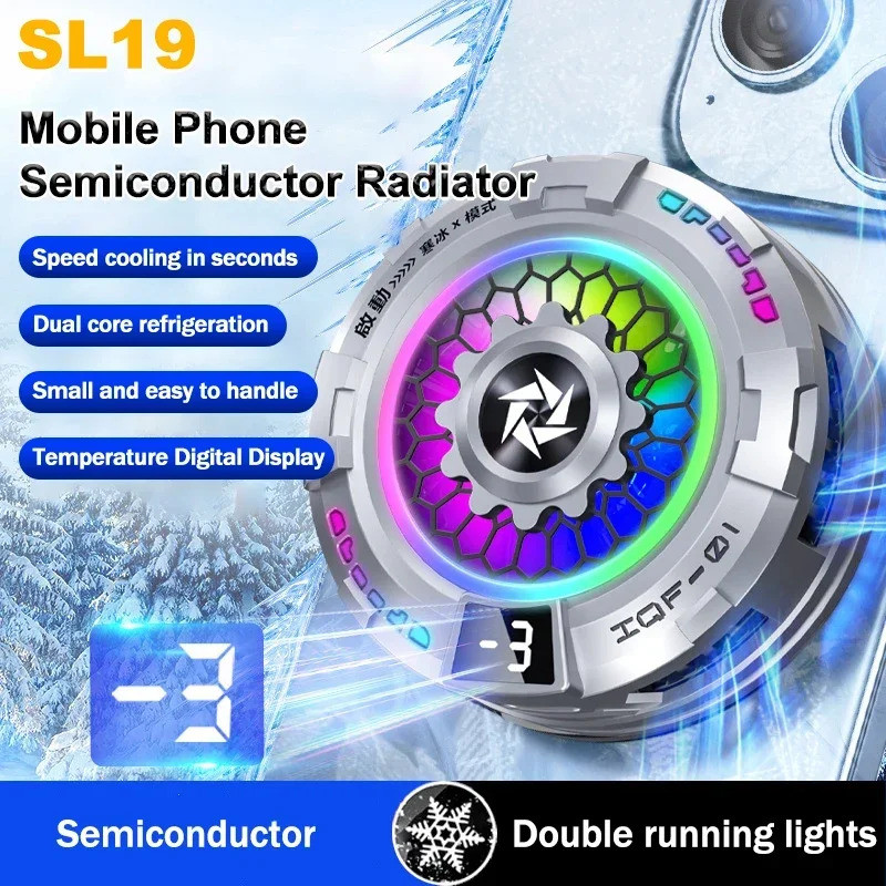 SL19 Mobile Phone Semiconductor Cooling Fan Radiator Magnetic / Back-clip Game Cooler Tablet ...