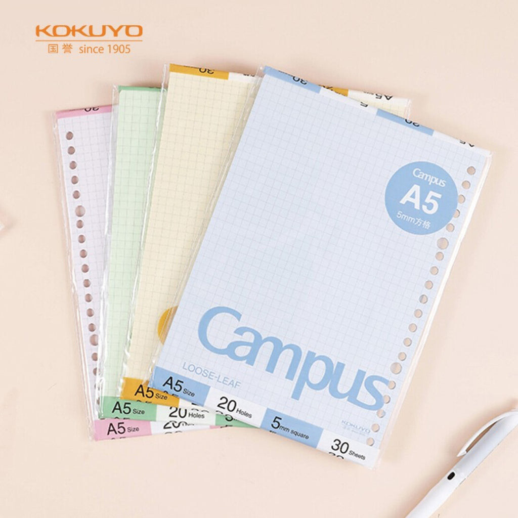 Kokuyo Campus Loose Leaf Paper COLOR Refill / Grid (A5/B5) | Shopee Singapore