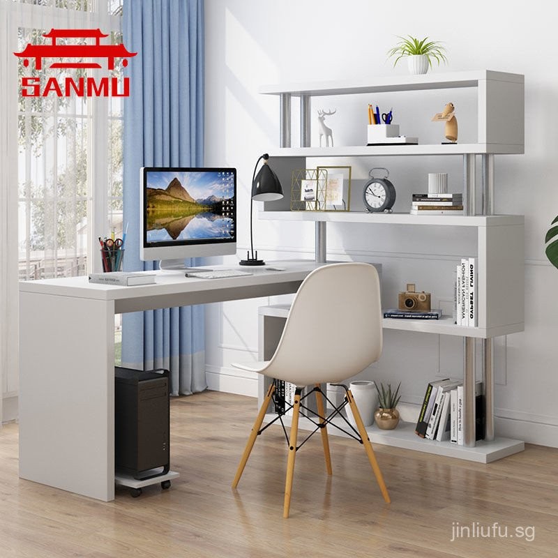 Study Table With Bookshelf Laptop Table Computer Desk Integrated ...