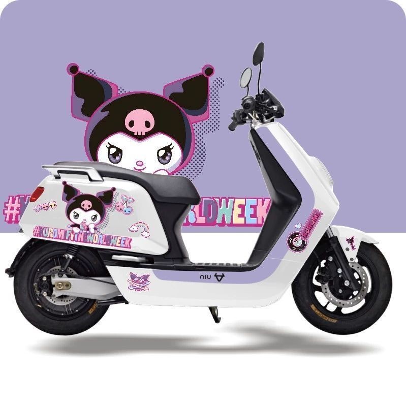 Kuromi Car Sticker Electric Battery Car Cute Installation Sticker ...