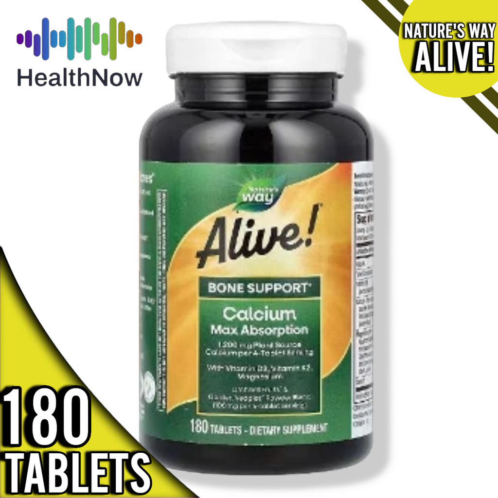 Nature's Way, Alive! Calcium Max Absorption, 1,200 mg, 180 Tablets (300 ...