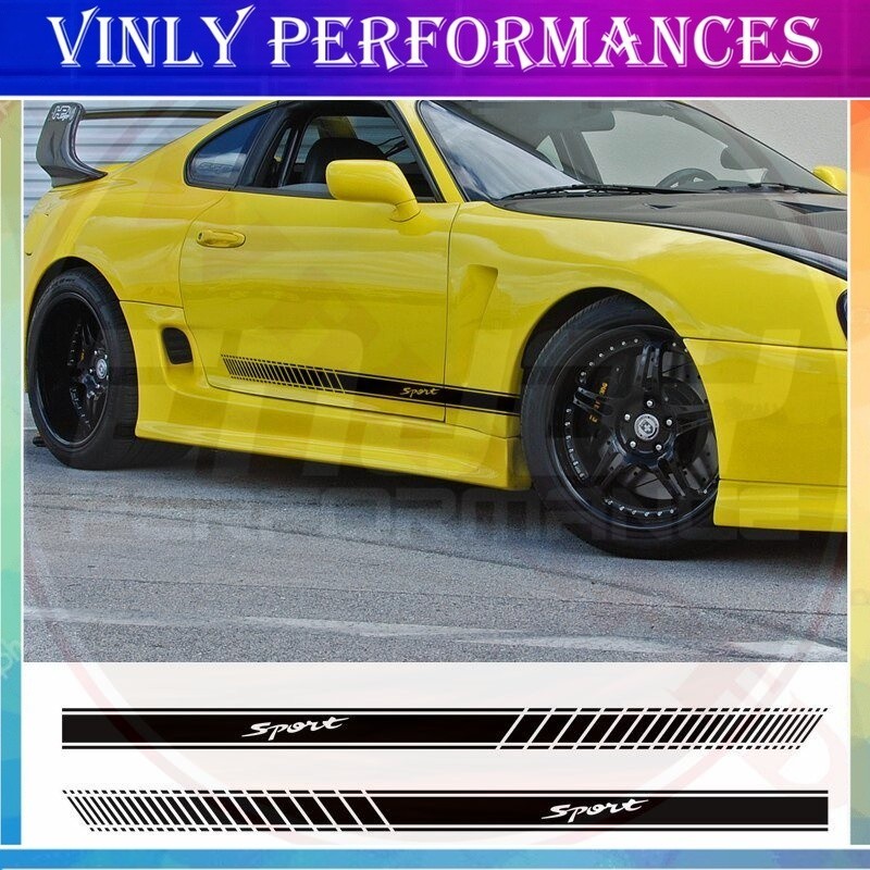 2pcs Both Side Skirt Sticker Car Door Racing Sport Styling For-Toyota ...
