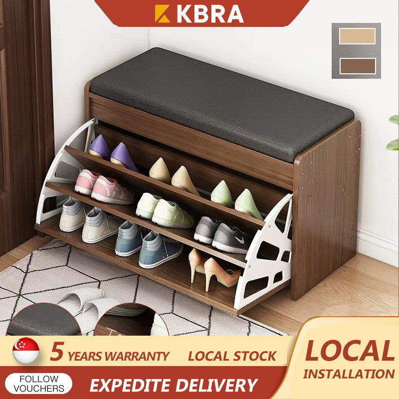 KBRA Shoe Cabinet Shoe changing stool PU Leather Shoe Stool With Door ...