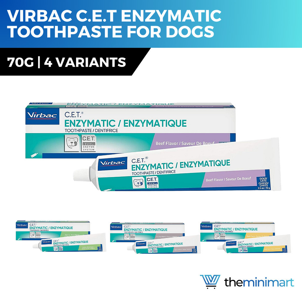 Virbac C.E.T Enzymatic Dog Toothpaste 70g - Beef, Poultry, Malt, Mint ...