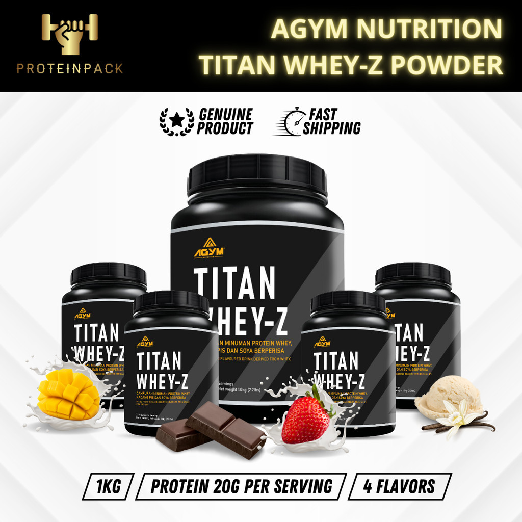 Agym Nutrition Titan Whey-Z Powder 1kg 33 Servings Premium Blend Muscle ...