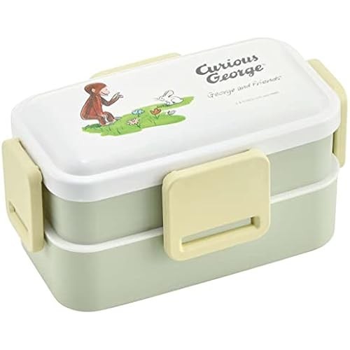 Skater Anti-Bacterial Dome Lid 2-Tier Lunch Box 600ml Osaru no George Classic Made in Japan ...