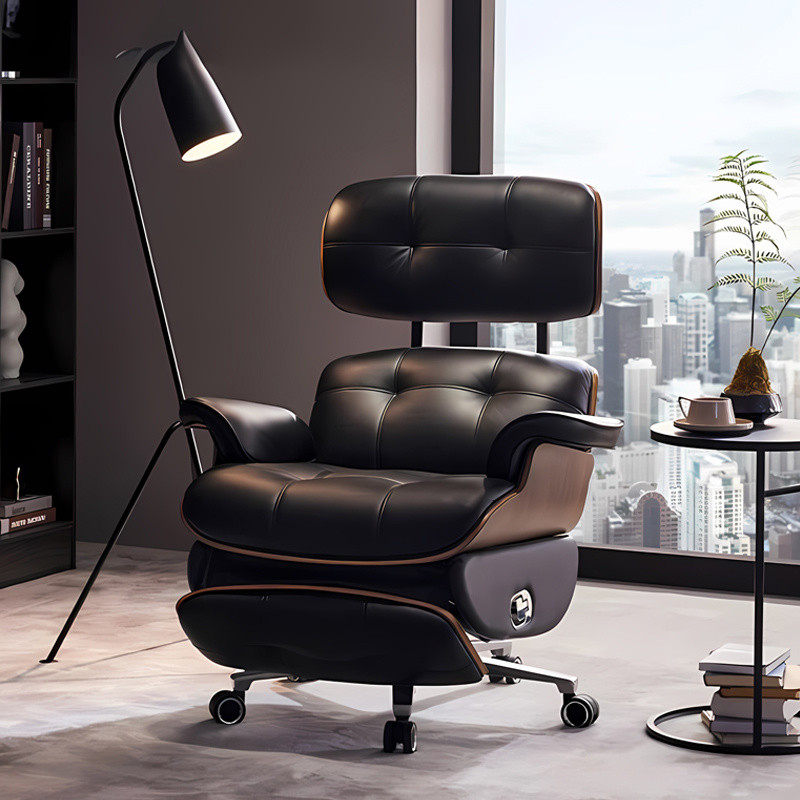 [Natural texture]Eames Leather Boss Luxury Electric Office Chair Home ...