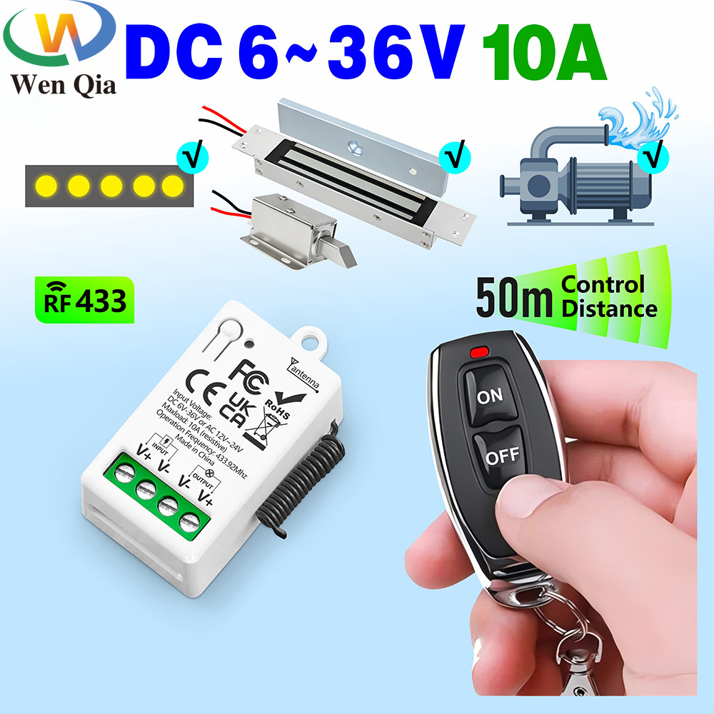 433Mhz Wireless Remote Control Switch DC 6V 12V 24V 30V 36V AC12V 24V ...