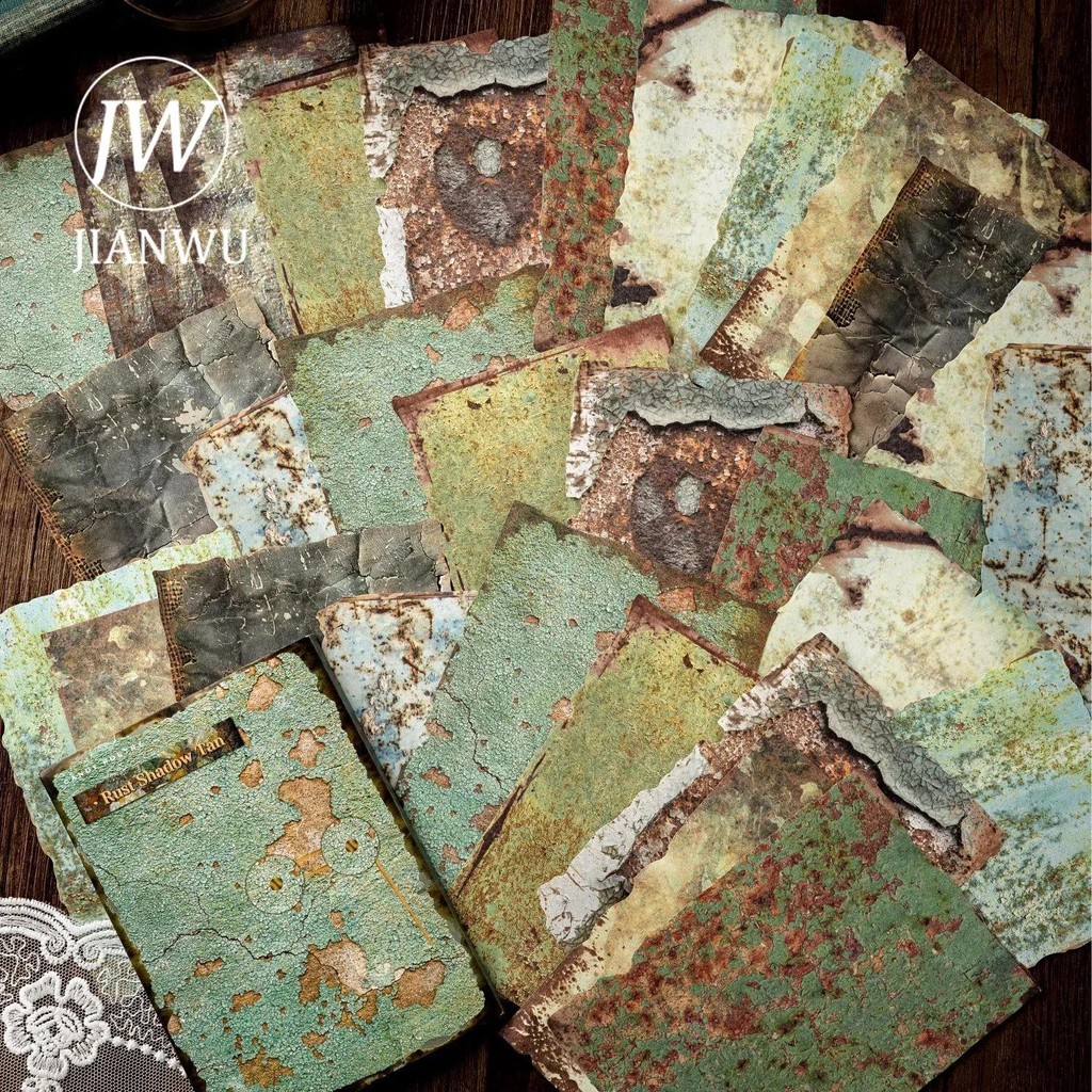 JIANWU Mottled Rust Shadow Series Vintage Landscape Collage Decor ...