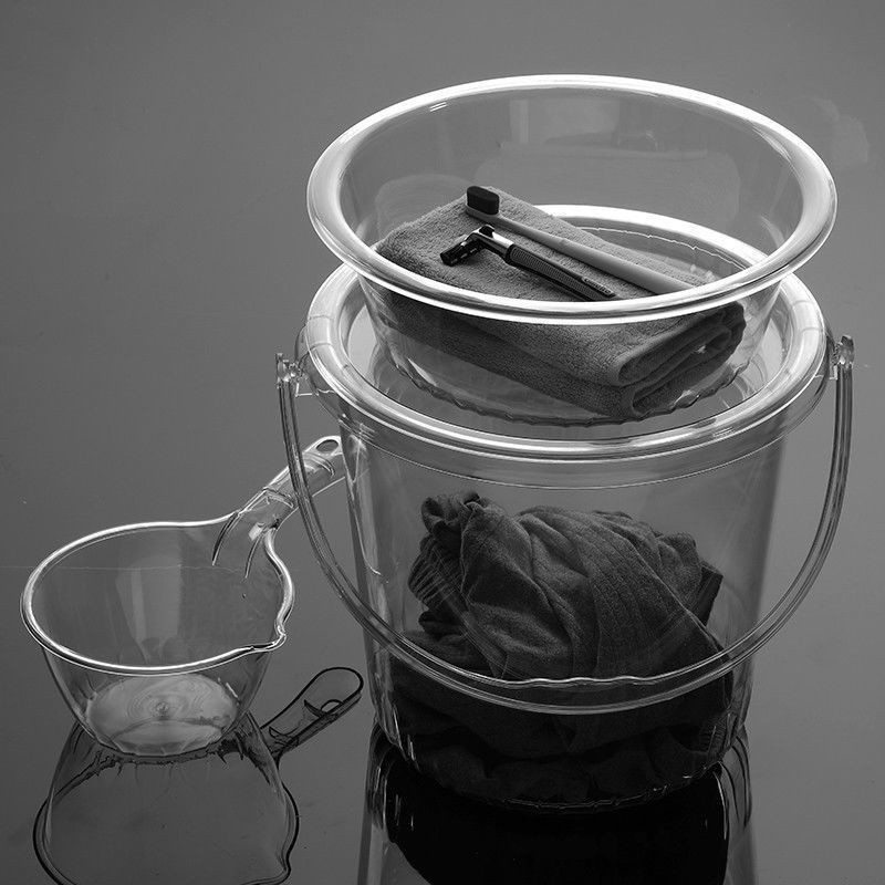 Minimalist Home buddies-Transparent Timba Plastic Bucket Timba with Dipper and Basin Tabo ...
