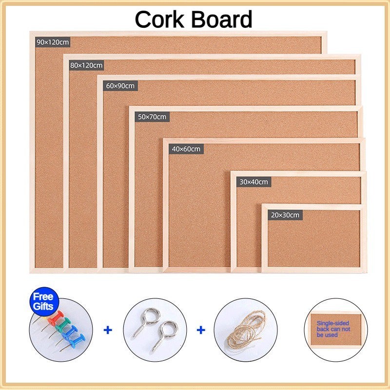 【SG Local Stock】 Wooden Frame Cork Board Set Decorative Wall Board ...