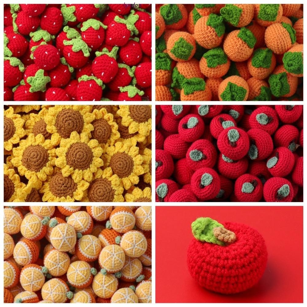 LYNDON Wool Cute Fruit, Orange Sunflower Knitted Strawberry Fruits ...