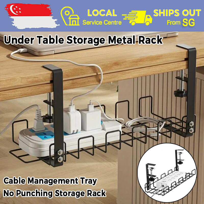 [SG Ready Stock]Under Table Storage Metal Rack Cable Management Tray ...