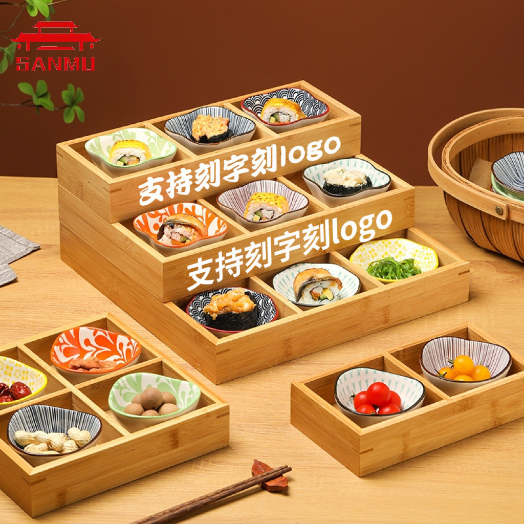 Bamboo Wood Pallet Dinner Plate Jiugongge Tray Charcuterie Board ...