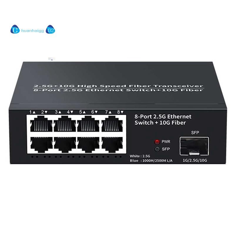 8 Port Ethernet Switch 2.5Gbps Network Switcher + 1 Port 10G Fiber Slot ...