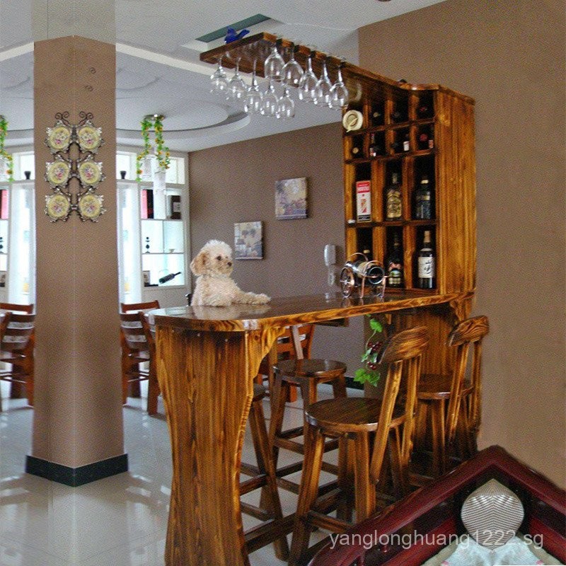 Home Bar Table Solid Wood Partition Wine Cabinet Living Room Bar ...