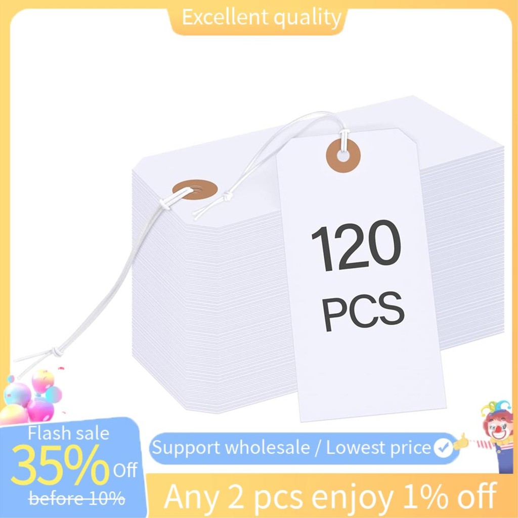 In -120 PCS Gift Tags with Elastic String, Blank Shipping Tags Large ...