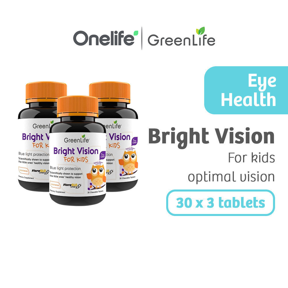 [Bundle of 3] GreenLife Bright Vision for Kids 5mg Lutein 30 Chewable Tablets (New Formula ...