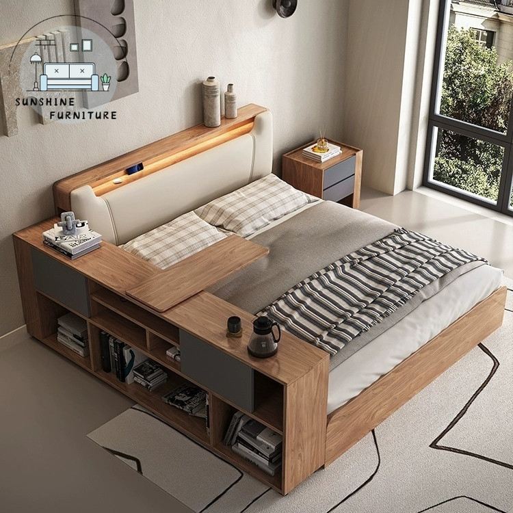 【Showroom】Bed modern simple high box bed, bedroom single bed, small ...