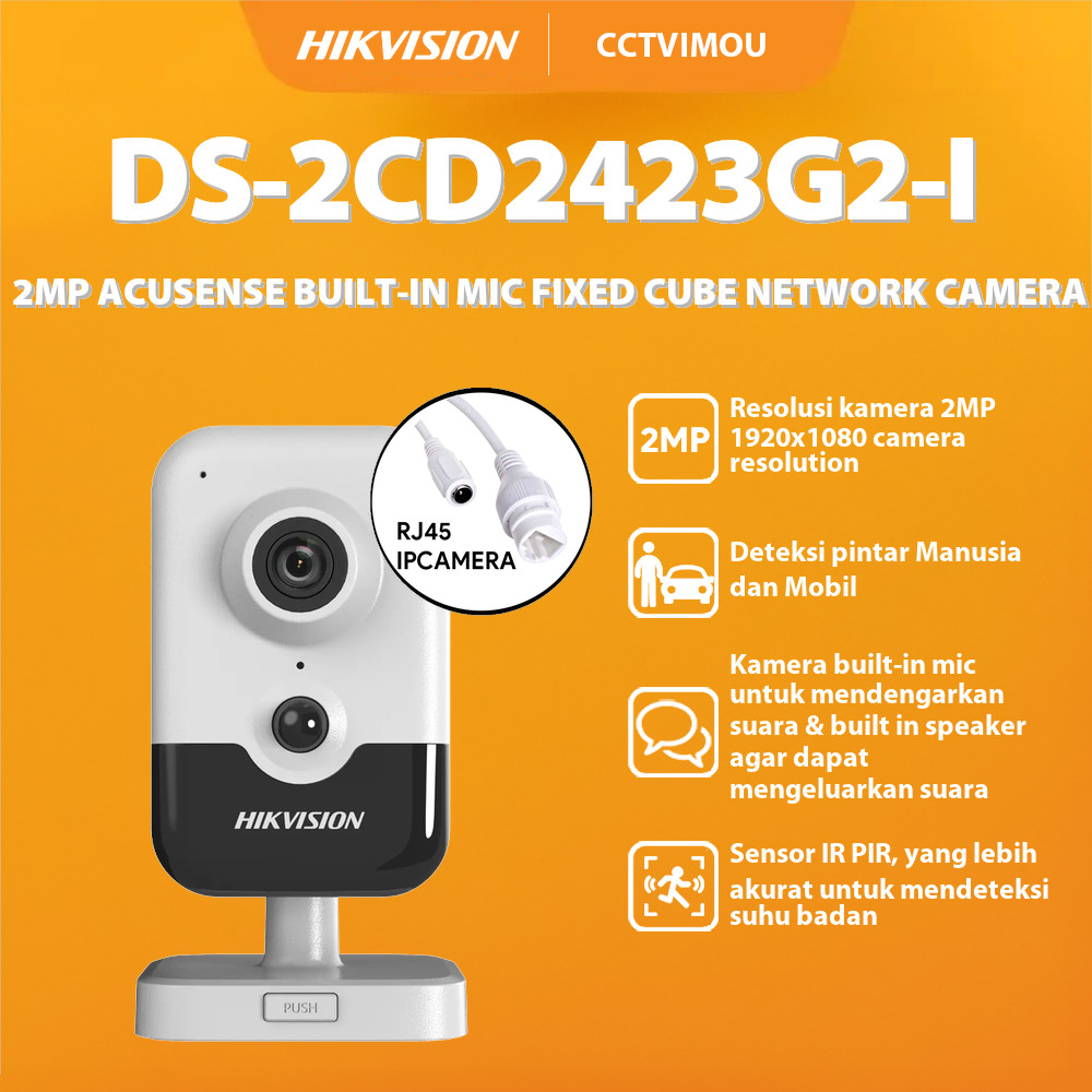 Hikvision DS-2CD2423G2-I 2MP ACUSENSE BUILTIN MIC FIXED CUBE IP CAMERA ...
