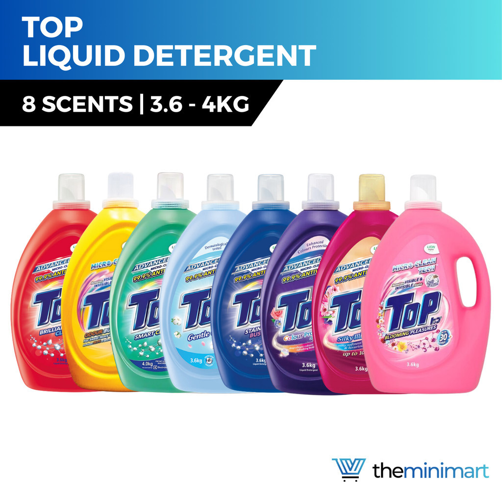 Top Liquid Detergent 3.6kg/4kg - Fresh, Stain Removal, Color Protect ...