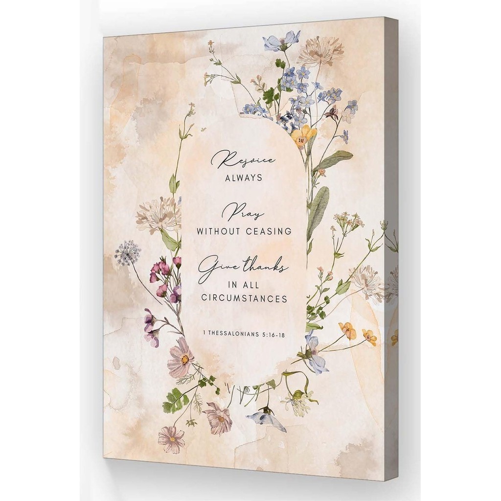 1 Thessalonians 5 16-18 Bible Verse Wall Art Floral Scripture Poster ...