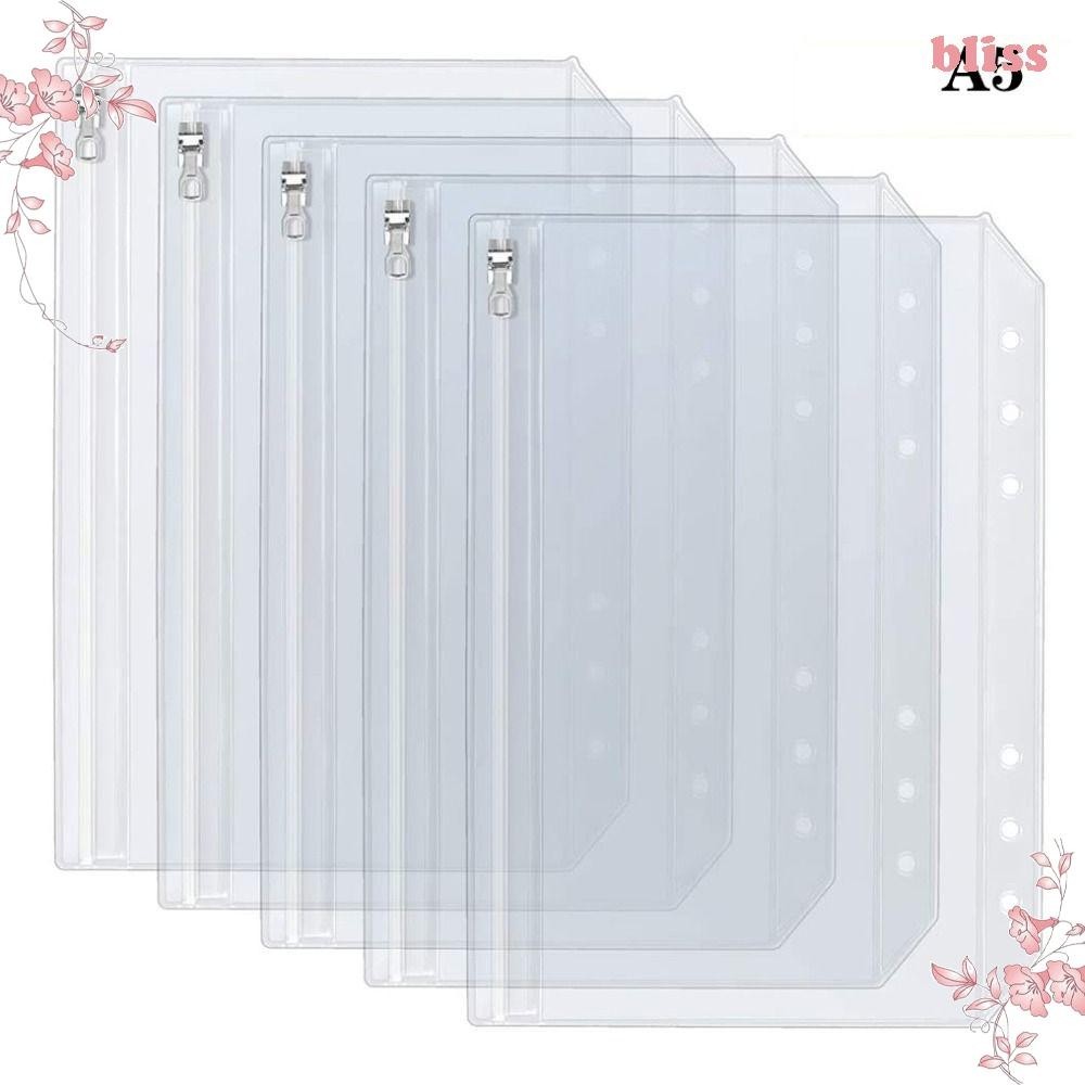BLISS 5pcs Binder Cash Envelopes, Transparent Document Organiser A5 A6 ...