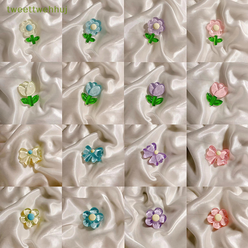 tweettwehhuj Korean 3D Cute Transparent Flower Bow Phone Grip Tok ...