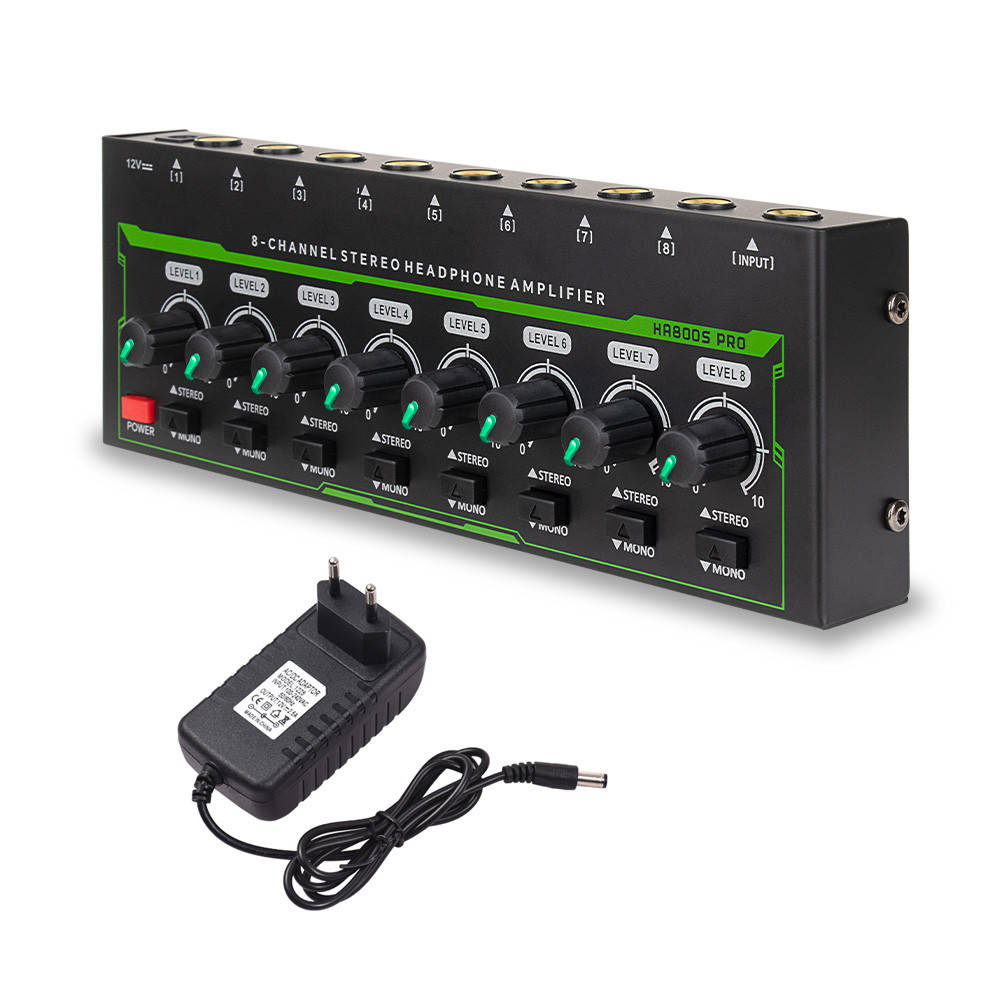 8 Channel Headphone Amplifier 6.35mm Input/Output Interface Stereo ...
