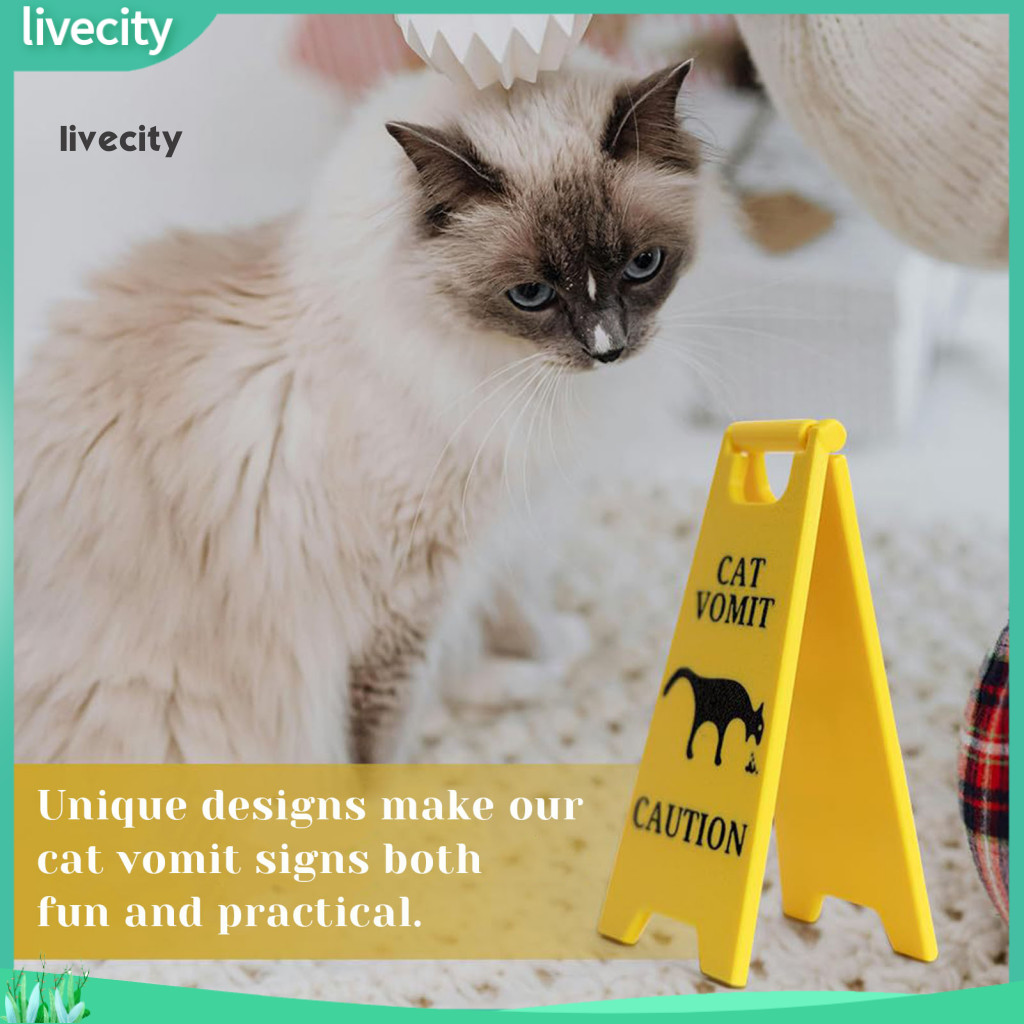 livecity| Cat Vomiting Warning Sign Cat Vomit Sign Decoration 3d ...