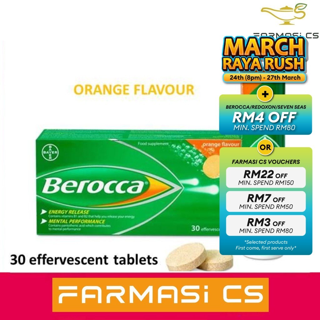 Berocca 30 Effervescent Tablets Orange Flavour EXP:05/2026 ...