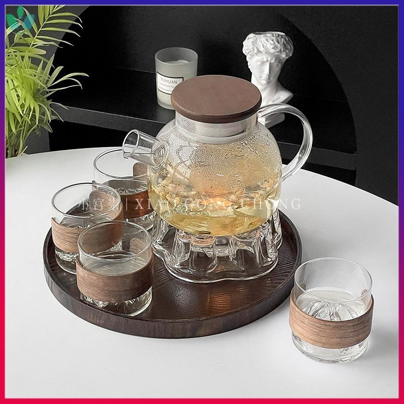 Glass Flower Teapot Set Japanese-Style Fruit Teapot Steamed Tea Boiling ...