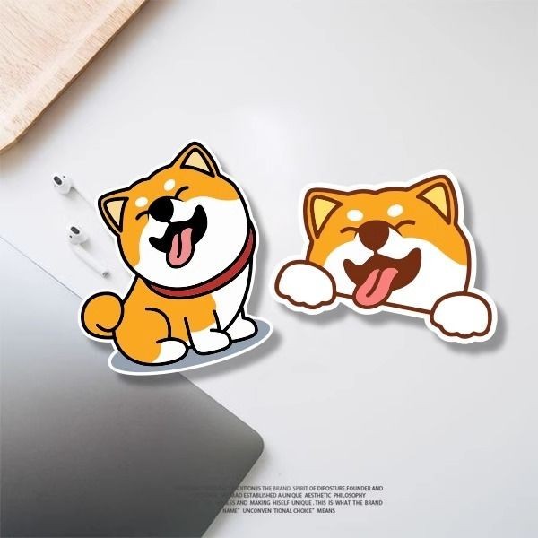 Funny Cartoon Tongue Out Shiba Inu Funny Reflective Car Stickers ...