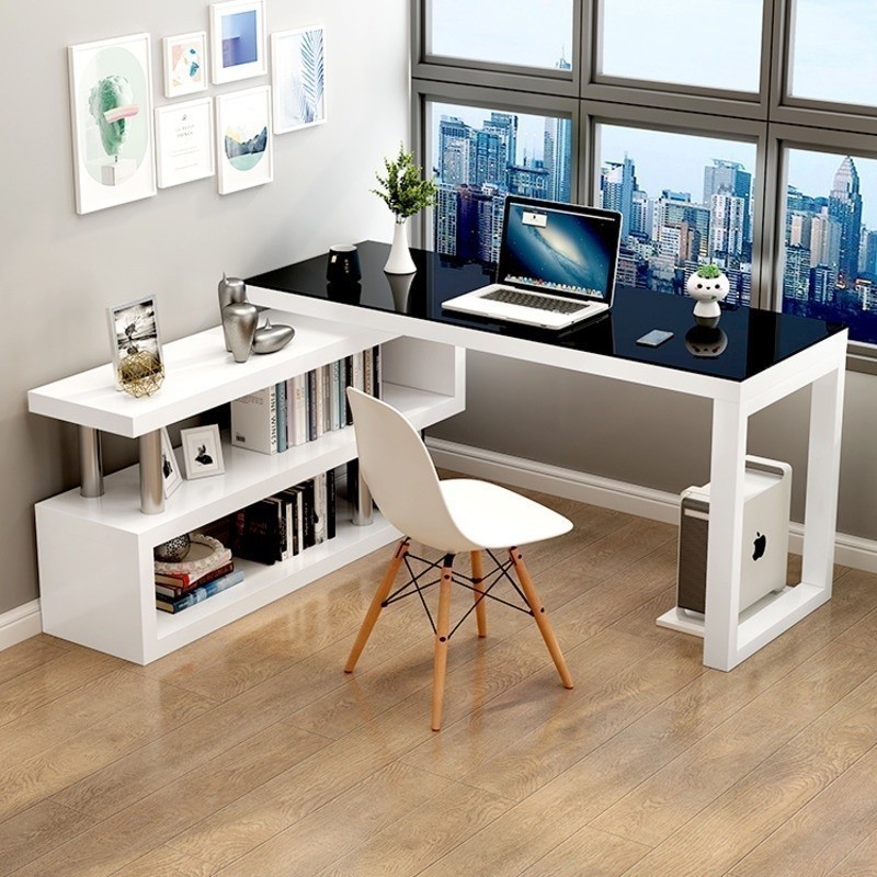 Corner Table Bookshelf Integrated Table Simple Bedroom Corner Computer ...