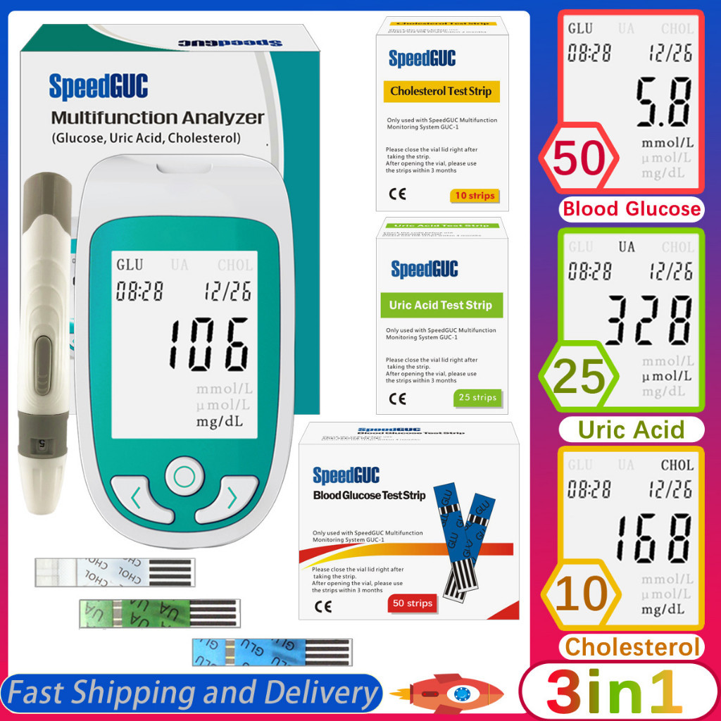 3in1 MultiFunction Cholesterol Blood glucose meter Uric acid meter ...