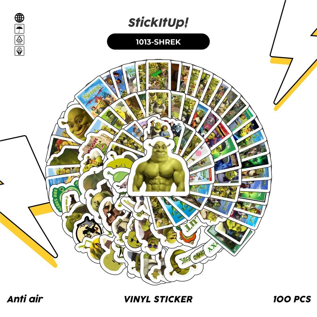 HP 100 Pcs Cute Aesthetic Vinyl Waterproof Shrek Pack Stickers for ...