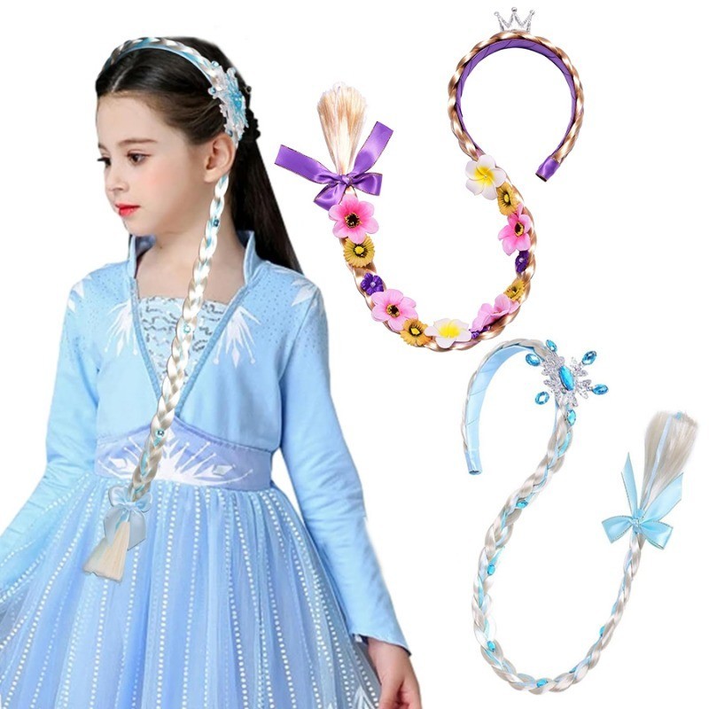 Long Braided Wigs Princess Hairpiece Rapunzel Wig Elsa Braid Girls ...
