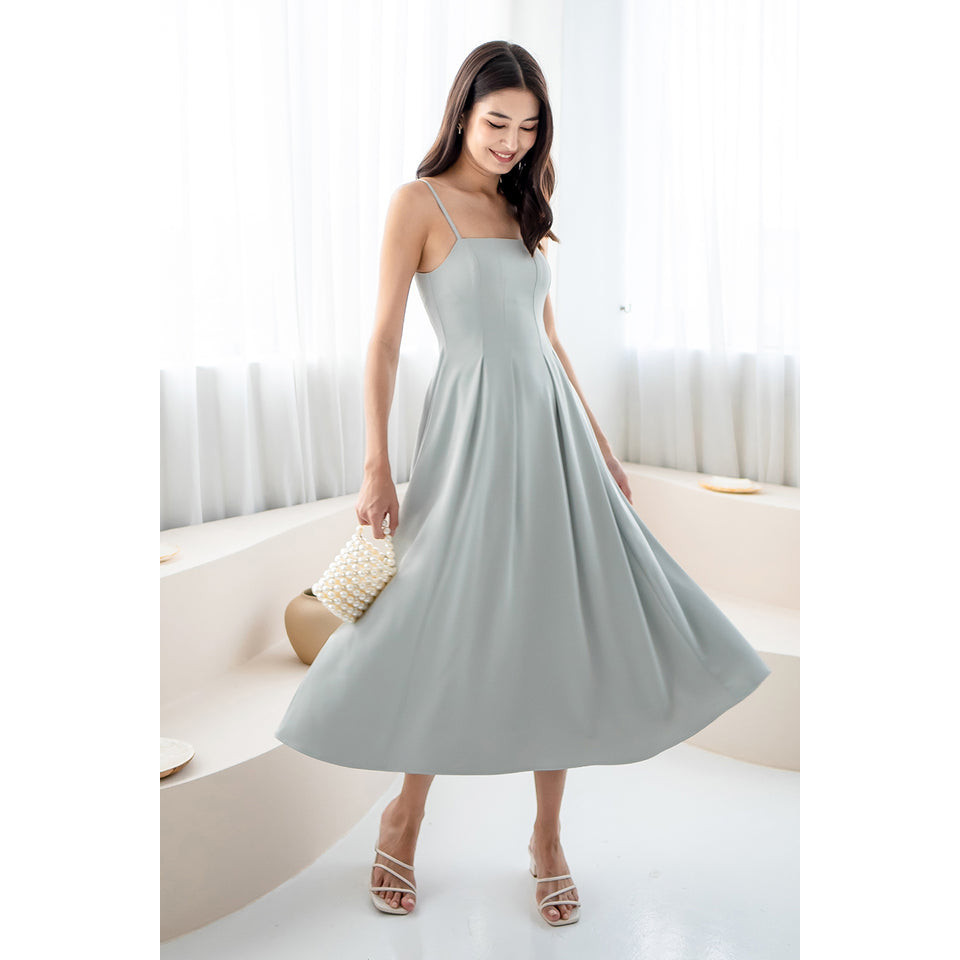 ENCHATE PLEATED MAXI DRESS IN MINT BLUE | Shopee Singapore