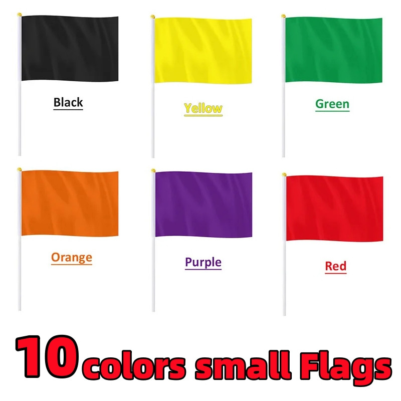 10Pcs Colors Pure Solid Flags Small Mini Hand Flag White,Blank,Black ...