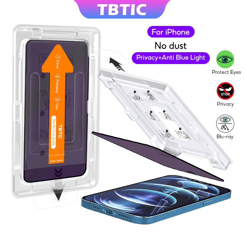 TBTIC Privacy Anti Blue Light Tempered Screen Protector For iPhone 16 ...